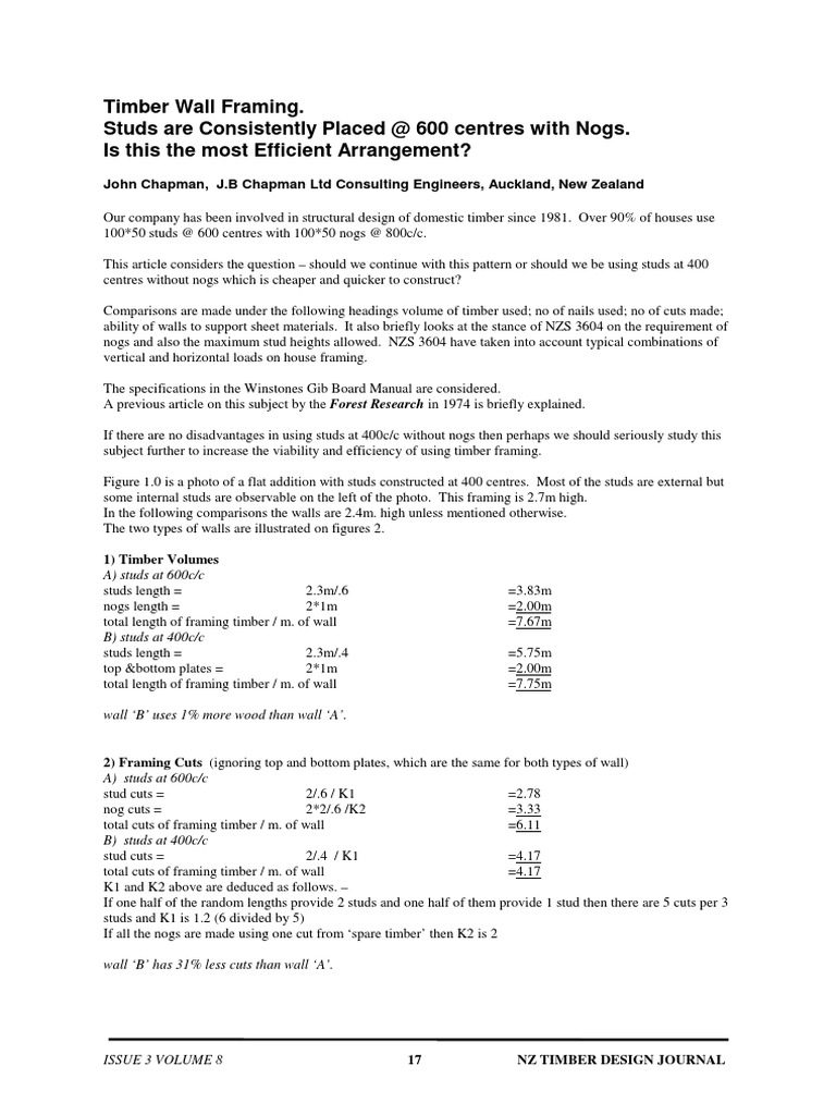 Timber Wall Framing | PDF | Framing (Construction) | Strength Of Materials