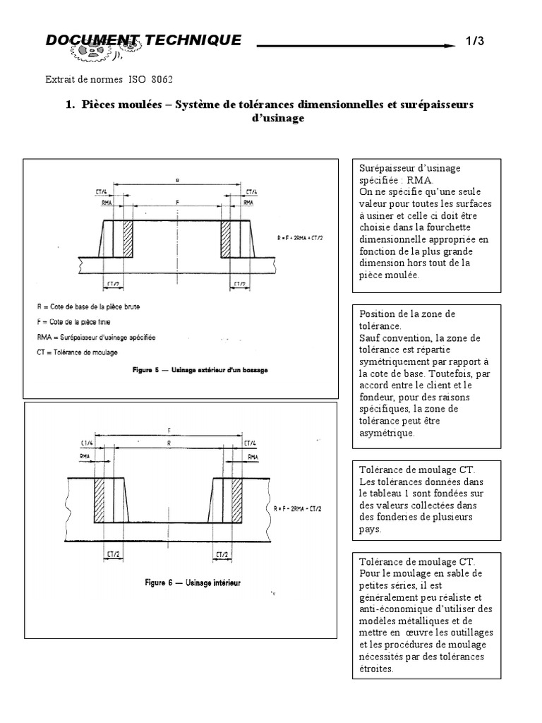 Normes ISO 8062 : Tolérances Moulage | PDF | Usinage | Matériaux de ...