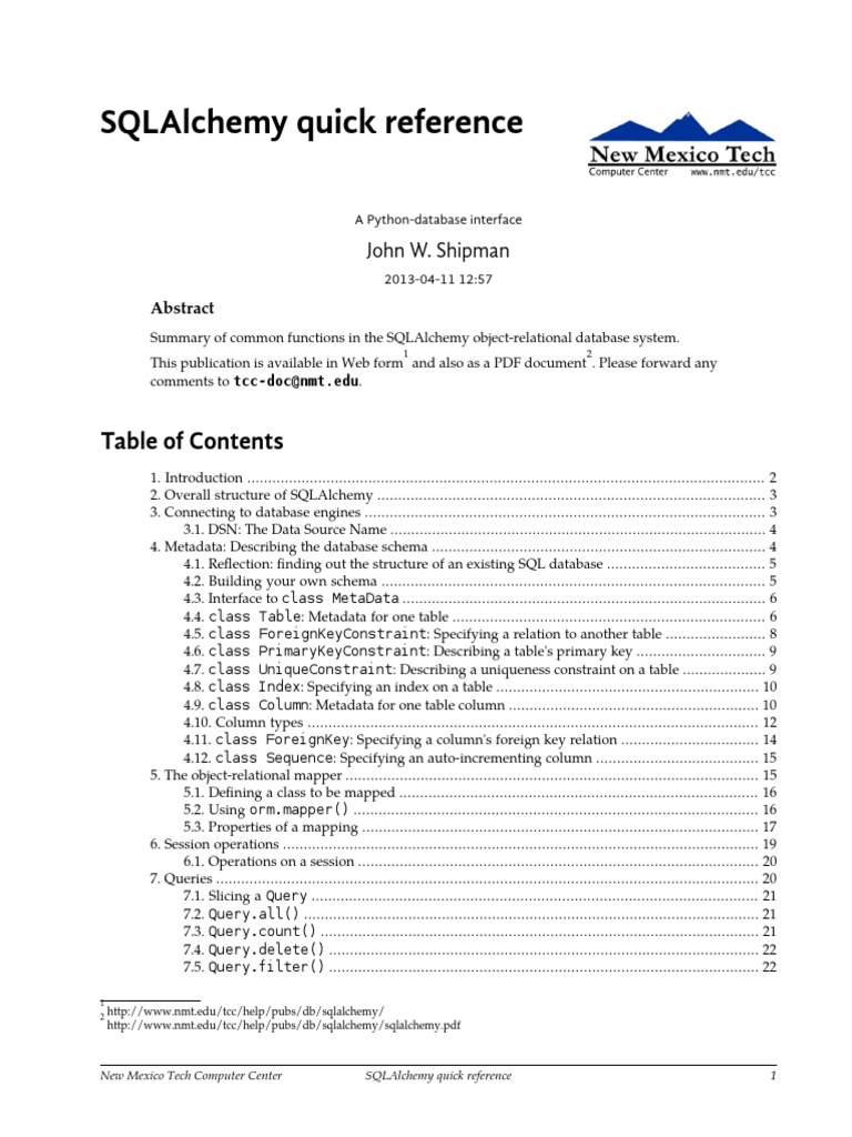 sqlalchemy cheatsheet.pdf | Data Type | Database Index