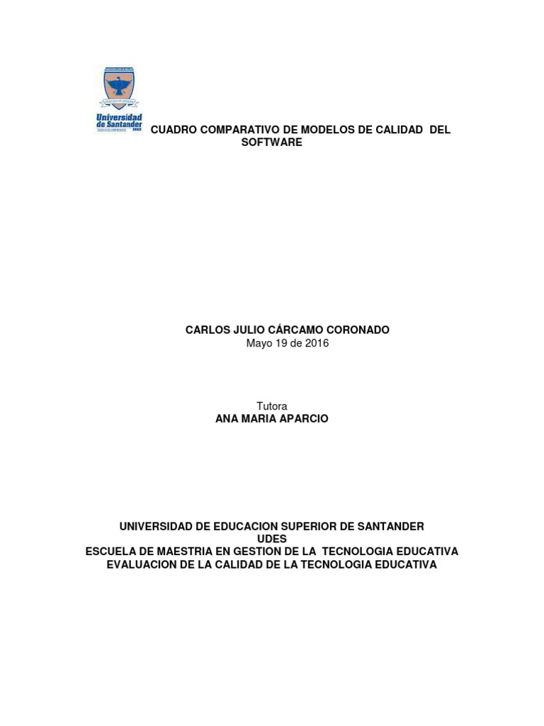 Cuadro Comparativo de Modelos de Calidad Del Software | PDF | Calidad (comercial) | Usabilidad