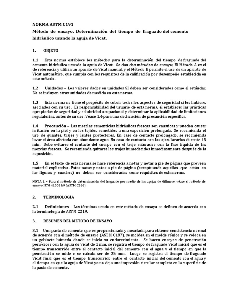 Astm c191 | PDF | Cemento | Tornillo