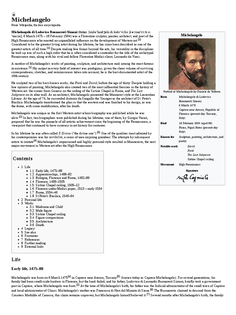 Michelangelo | Download Free PDF | Michelangelo | Florence
