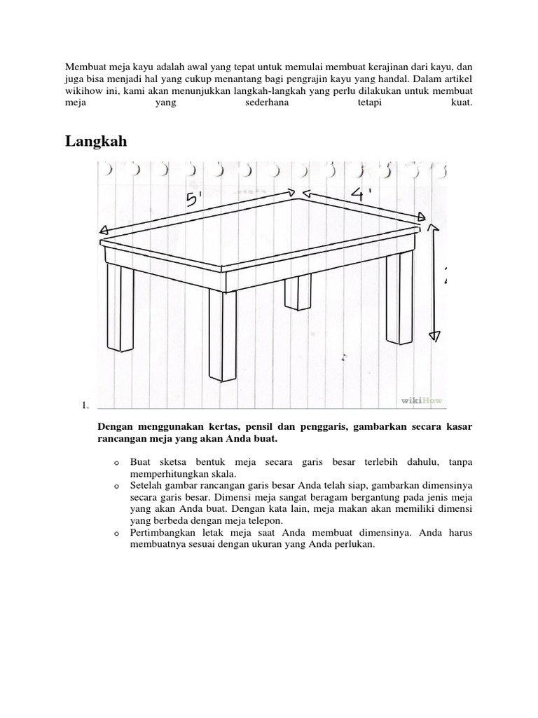Cara Membuat Sketsa Meja Kayu Sederhana | PDF