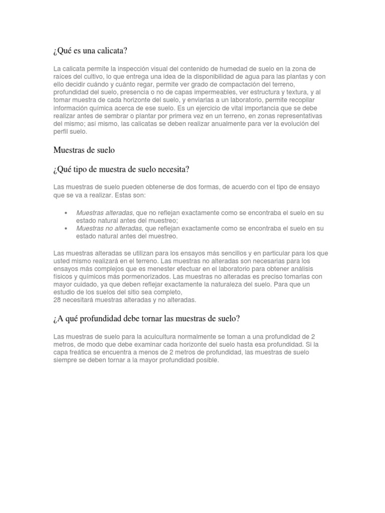 Qué Es Una Calicata | PDF | Suelo | Tubería (transporte de fluidos)