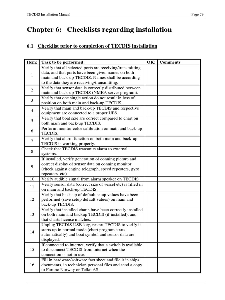 TECDIS Installation Checklist Guide | PDF | Icon (Computing) | Rudder