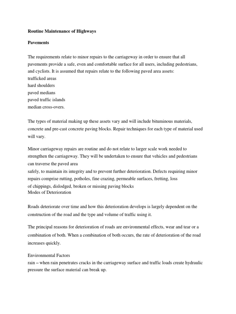 Routine Maintenance of Highways | PDF | Road | Road Surface