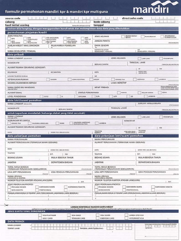 Formulir KPR Mandiri | PDF
