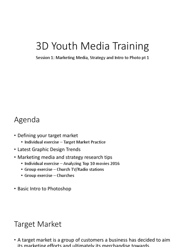 3D Youth Media Training | PDF | Market Segmentation | Marketing
