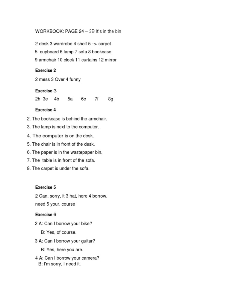 Workbook Answer Key | PDF | Home & Garden