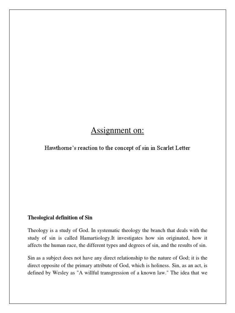 Hawthorne's Views on Sin in Scarlet Letter | PDF | Predestination | Sin