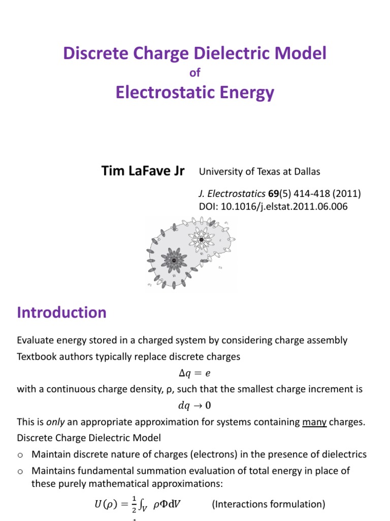 Discrete Charge Dielectric Model of Electrostatic Energy | PDF ...