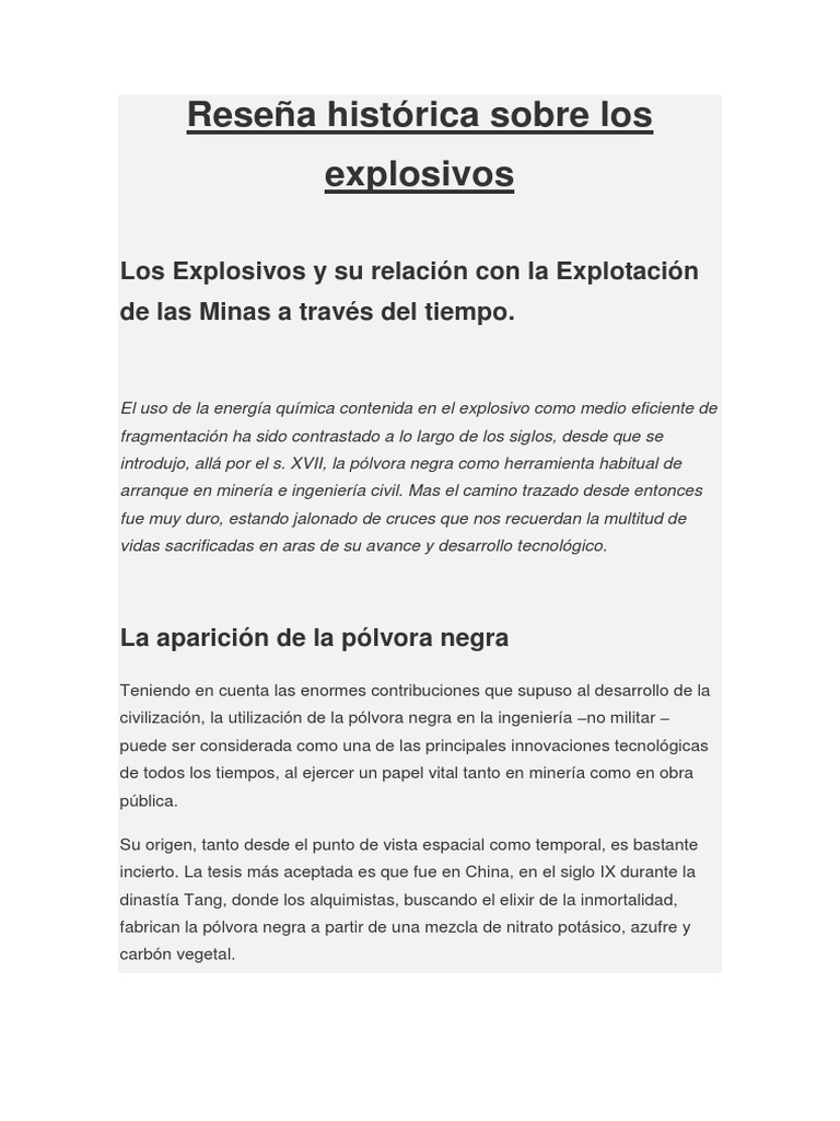 Historia | PDF | Material explosivo | Pólvora