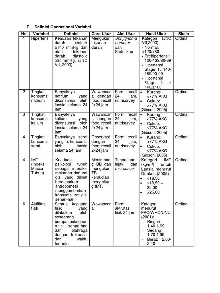 Definisi Operasional Variabel | PDF