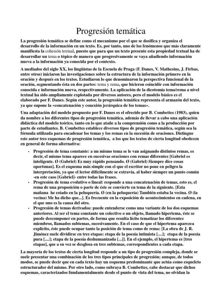 Progresion Tematica | PDF | Asunto (gramática) | Predicado (Gramática)