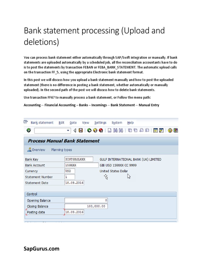 Bank Statement Processing Upload and Deletions | PDF | Financial ...