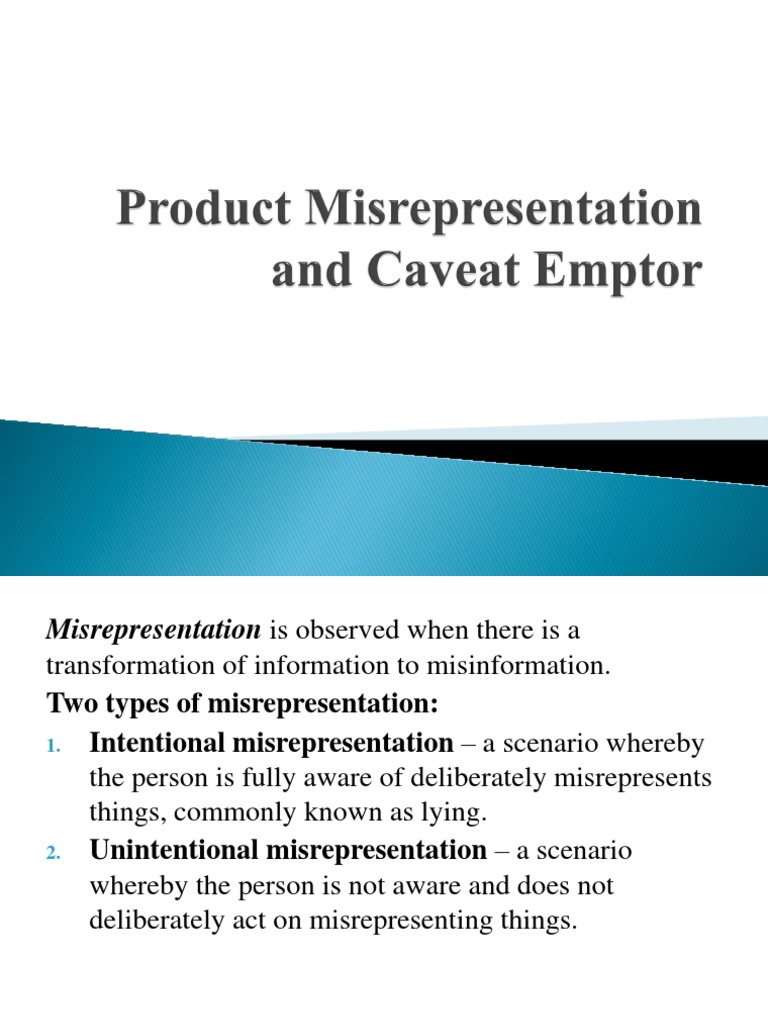 Product Misrepresentation and Caveat Emptor | Business | Economies