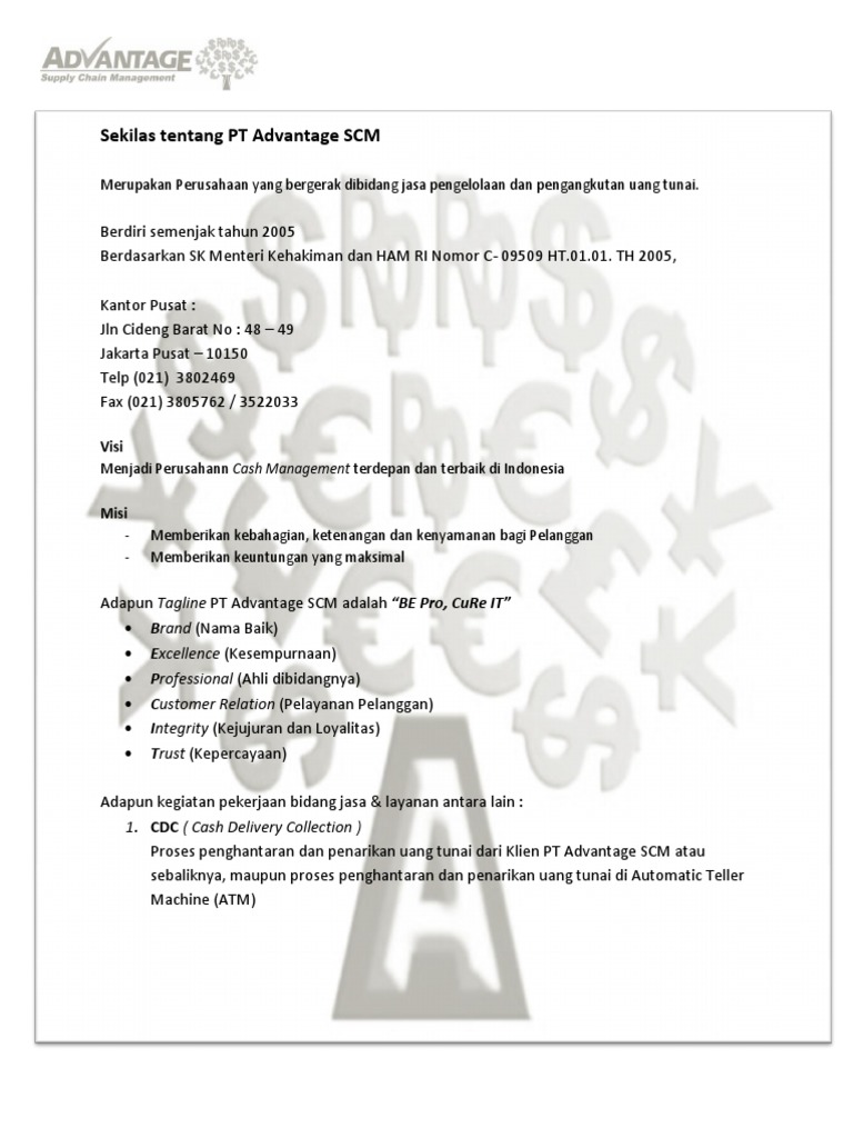 Sekilas Tentang PT Advantage SCM | PDF
