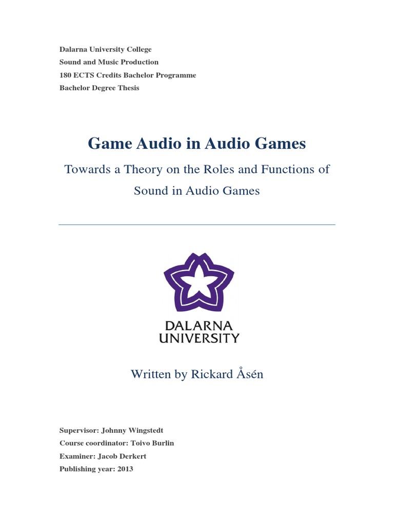 Roles of Sound in Audio Games | PDF | Headphones | Visual Impairment