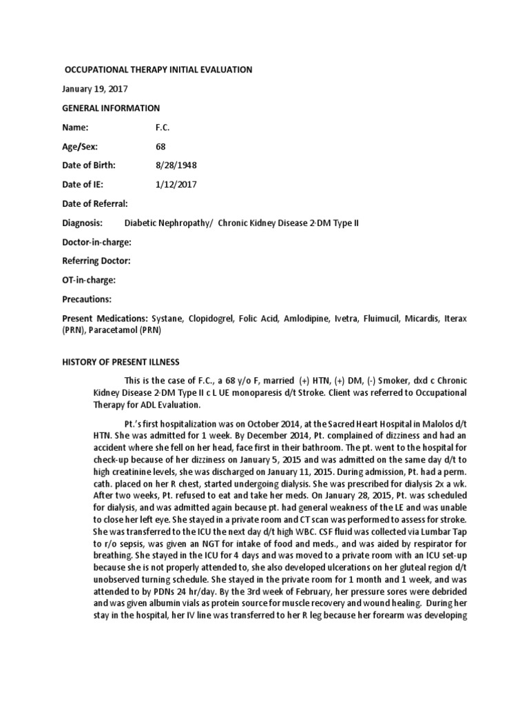 Occupational Therapy Initial Evaluation | PDF | Anatomical Terms Of ...