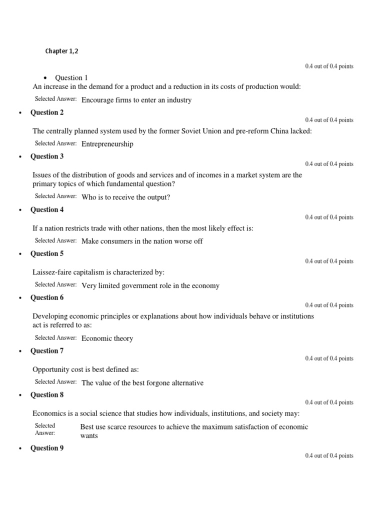 Chapter 1,2: Selected Answer | PDF | Inflation | Economic Theories