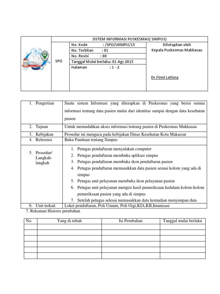 Sop Sistem Informasi Puskesmas | PDF | Pengembangan Diri | Kesehatan Holistik