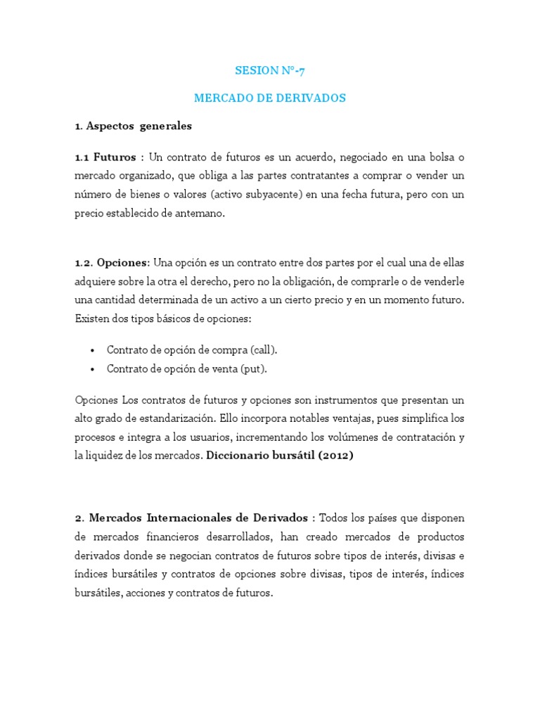 Mercado de Derivados: Swaps y Opciones | PDF | Swap (Finanzas) | Opción ...