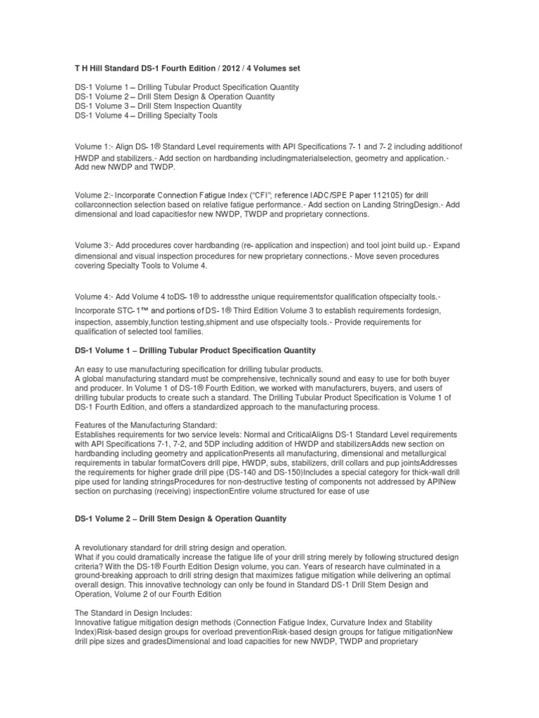 T H Hill Standard DS 2012 4 Edition | PDF | Pipe (Fluid Conveyance) | Fatigue (Material)