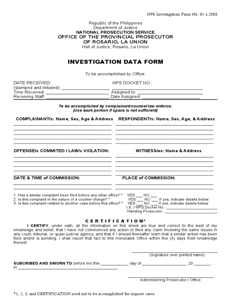 113043259-Investigation-Data-Form.doc | Prosecutor | Complaint