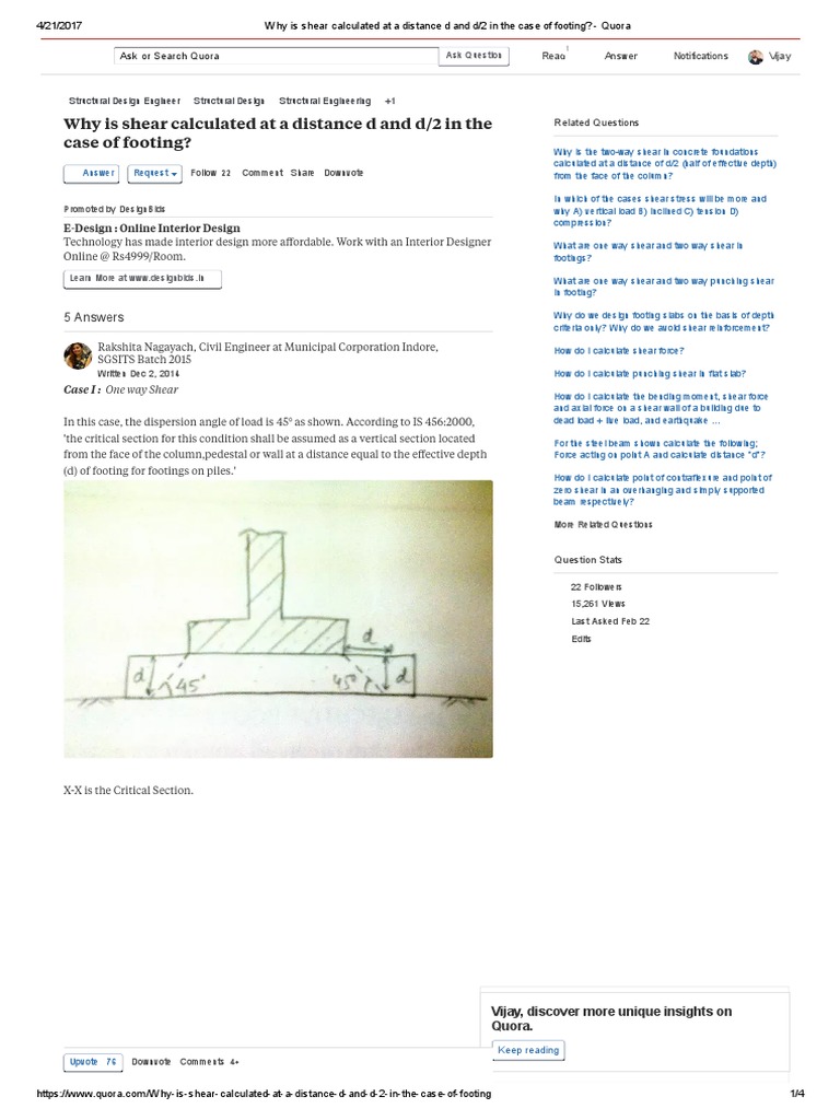 One Way Shear in Footing Explained | PDF | Shear Stress | Structural ...