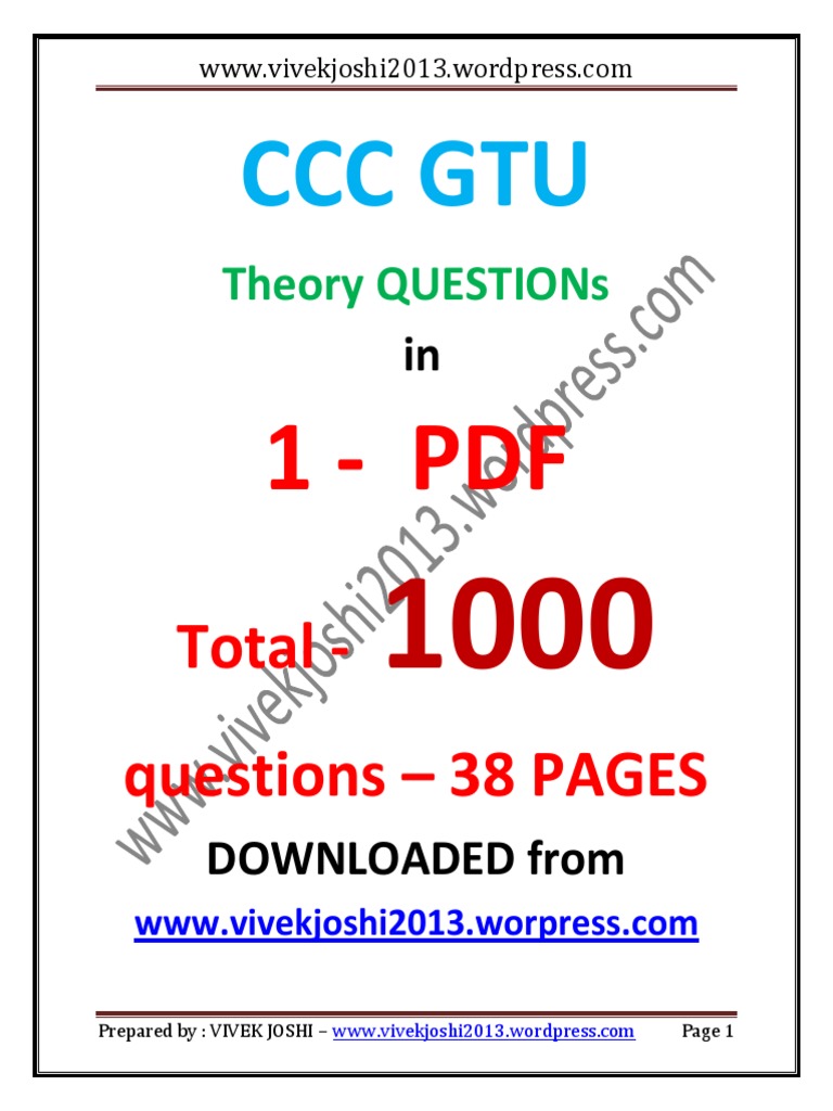 CCC Gtu 1000 Question | PDF | Home & Garden