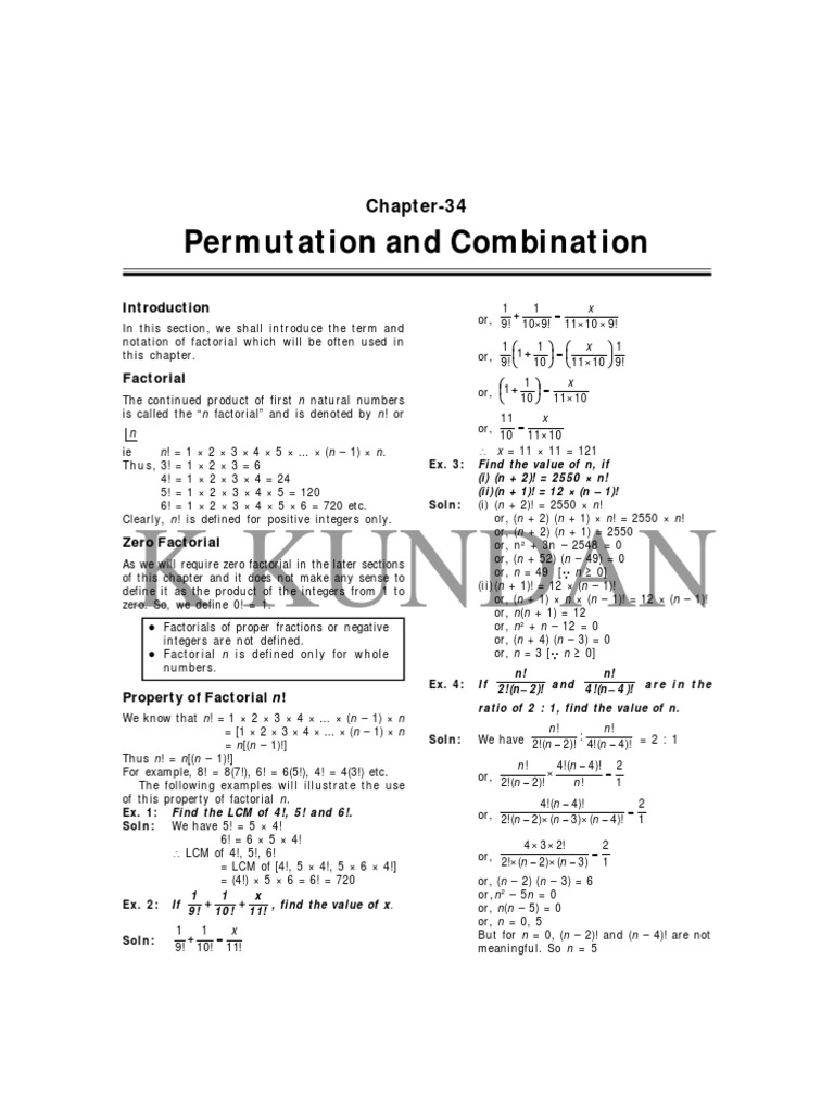 Permutation and Combination | PDF | Permutation | Integer