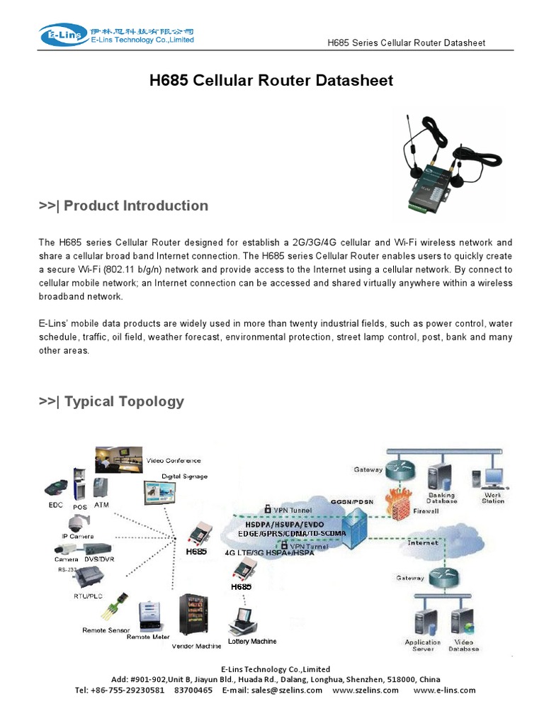H685 Cellular Router Datasheet: - Product Introduction | PDF | High ...