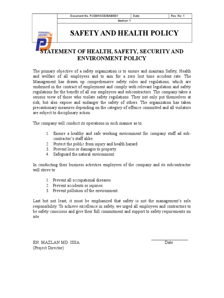 Workplace Safety Commitment | PDF