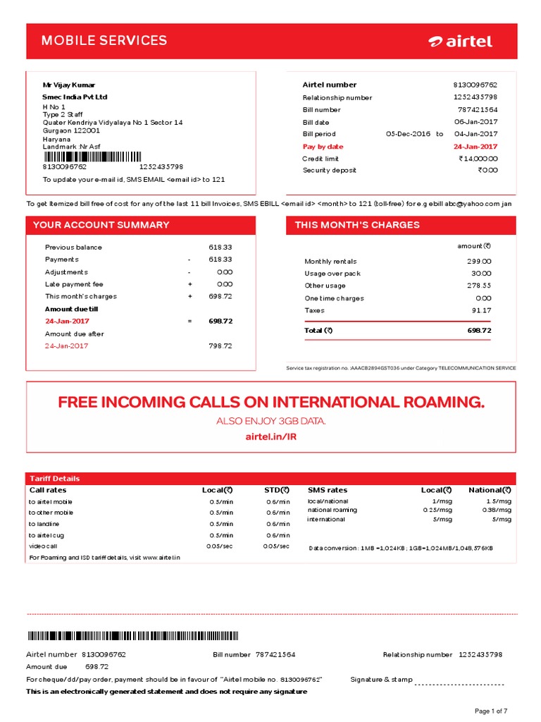 Mobile Services: Your Account Summary This Month'S Charges | PDF ...