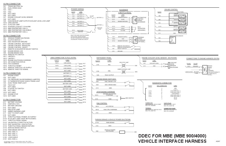 DDEC FOR MBE (MBE 900/4000) Vehicle Interface Harness: Power Wiring ...