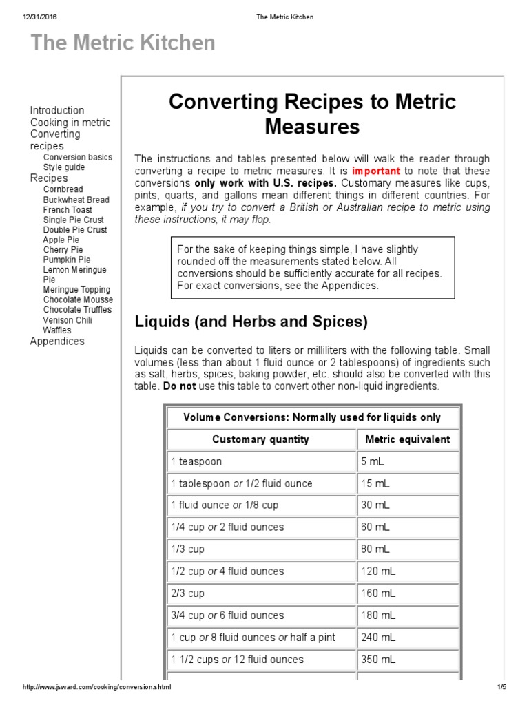 The Metric Kitchen | PDF | Pint | Cuisine