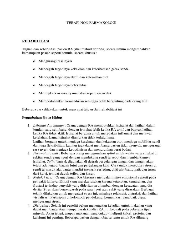 Terapi Non Farmakologi Rematik | PDF