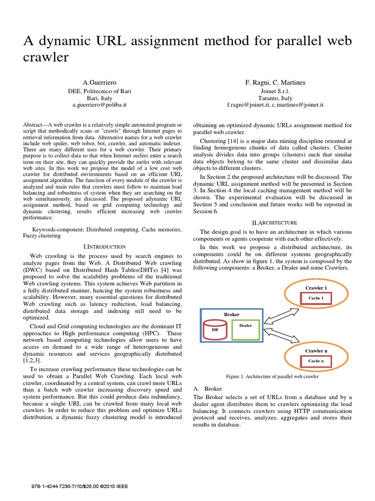 A Dynamic URL Assignment Method For Parallel Web Crawler: A.Guerriero F. Ragni, C. Martines ...