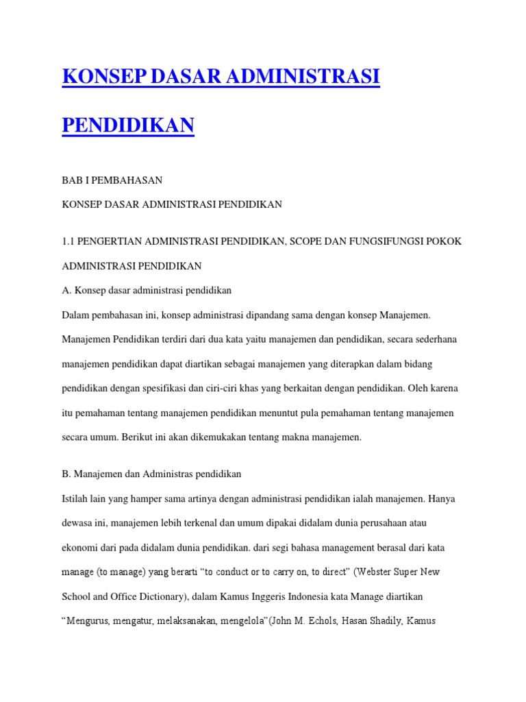 Konsep Dasar Administrasi Pendidikan | PDF | Karier & Perkembangan ...
