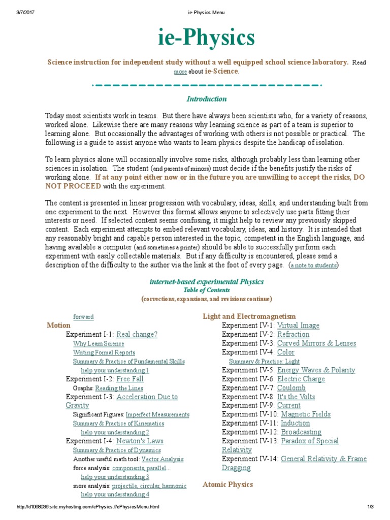 Independent Physics Learning Guide | PDF | Orbit | Experiment
