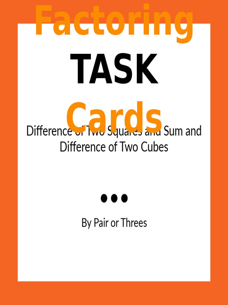 Factoring Polynomials Task Cards | PDF | Teaching Methods & Materials