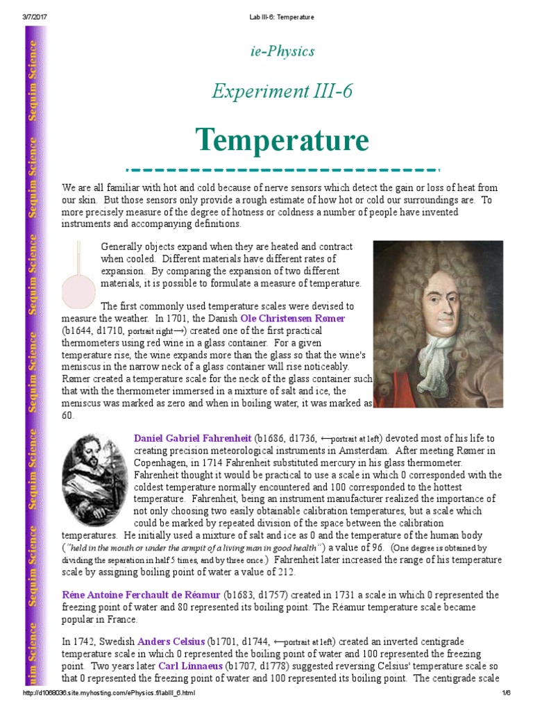 A History of Temperature Measurement: From the Development of Early ...
