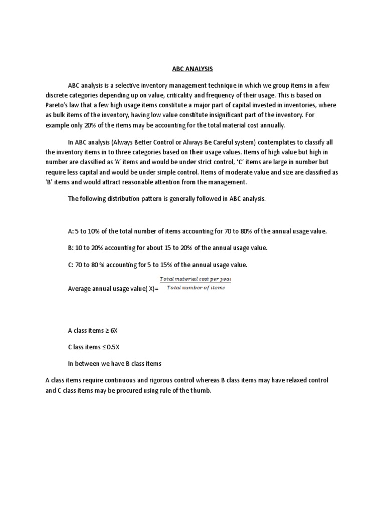 ABC Analysis Final | PDF | Inventory | Economies