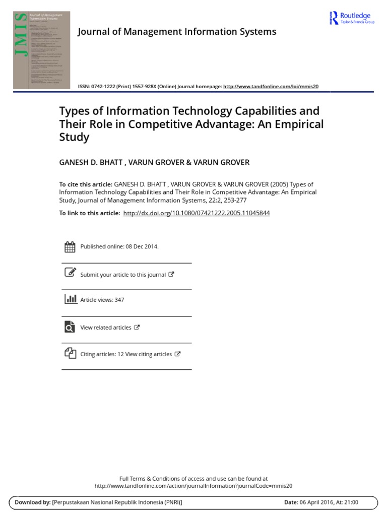 Types of Information Technology Capabilities and Their Role in ...