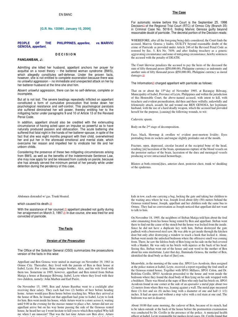 (G.R. No. 135981. January 15, 2004) : People OF THE PHILIPPINES ...