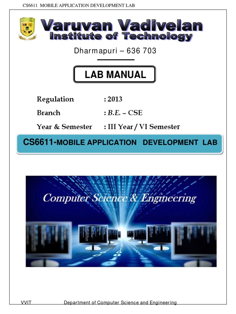 Cs6611 Mobile Application Development Laboratory | PDF | Android ...