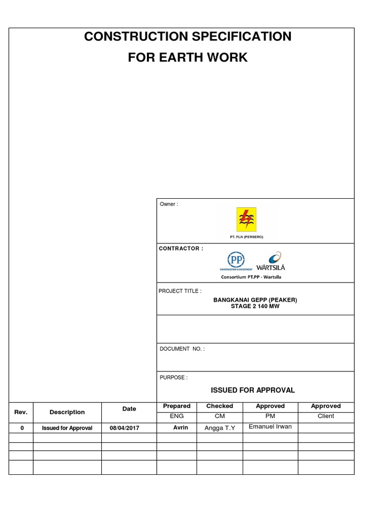 Earthwork Construction Specification Document | PDF