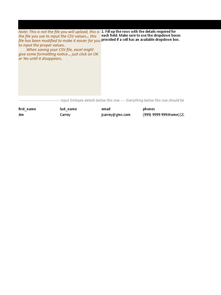 Employee Data CSV Input Instructions | PDF | Comma Separated Values ...