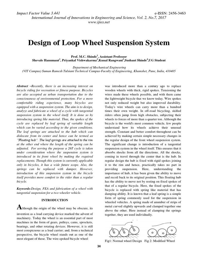 Design of Loop Wheel Suspension System | PDF | Suspension (Vehicle ...