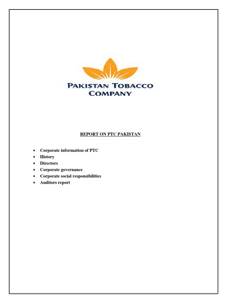 PTC Report | PDF | Smoking | Corporate Social Responsibility